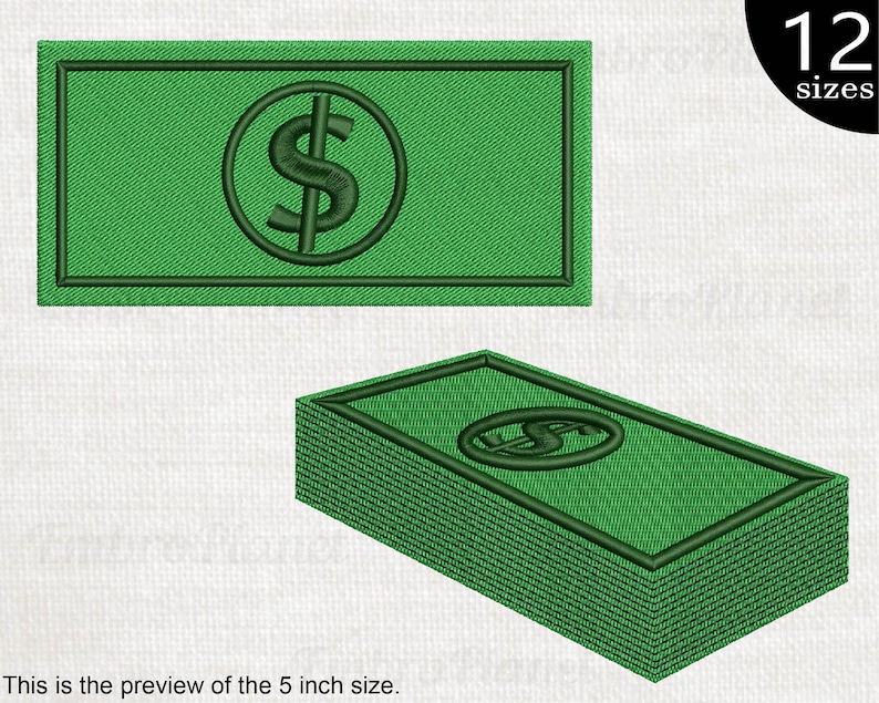 Dollars Designs for Embroidery Machine Digital Graphic File - Etsy