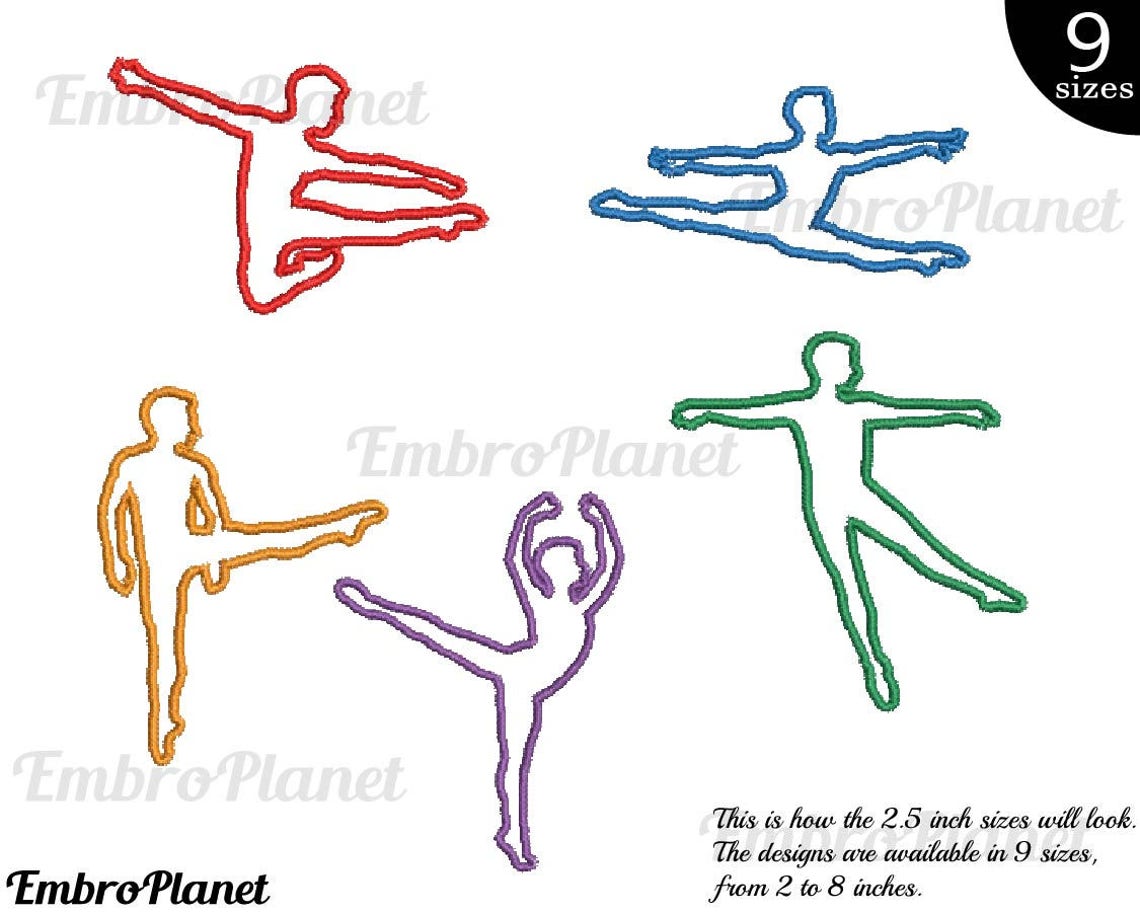 Applique Male Ballet Dancers Applique Designs for Embroidery | Etsy