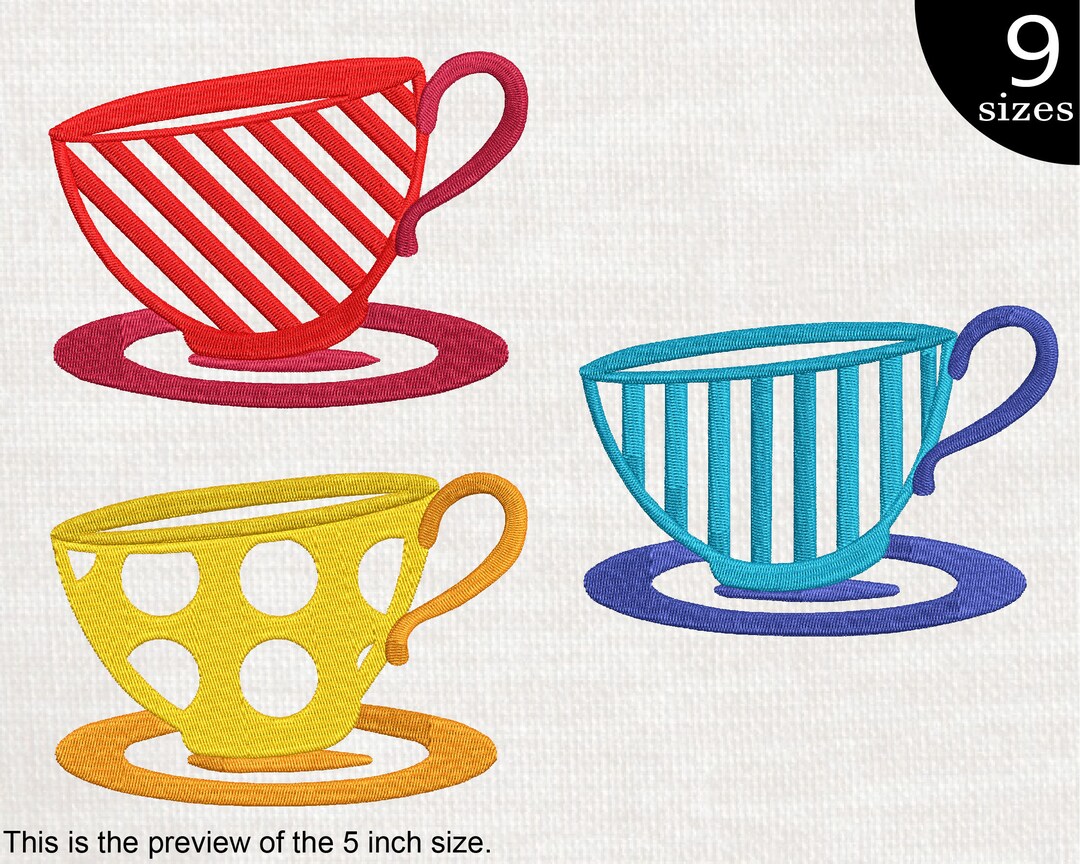 Alice Cups - Designs for Embroidery Machine Instant Download Digital ...
