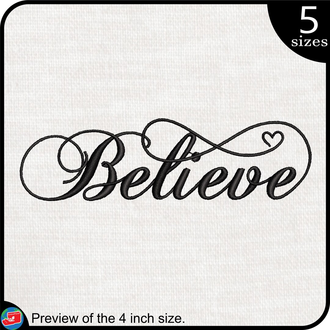 Believe - Design for Embroidery Machine Instant Download Digital File ...