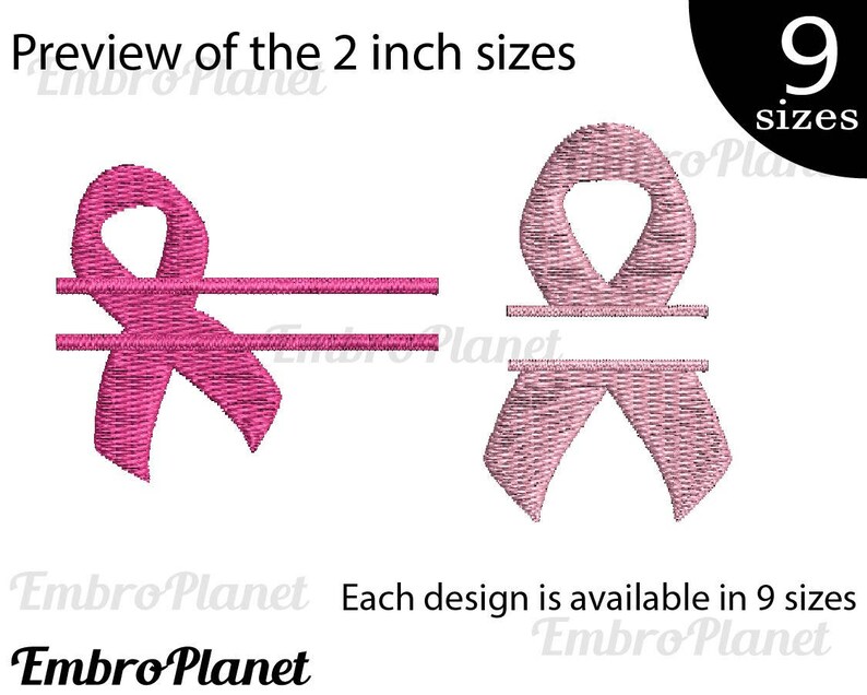 Split Breast Cancer Ribbons Design for Embroidery Machine | Etsy