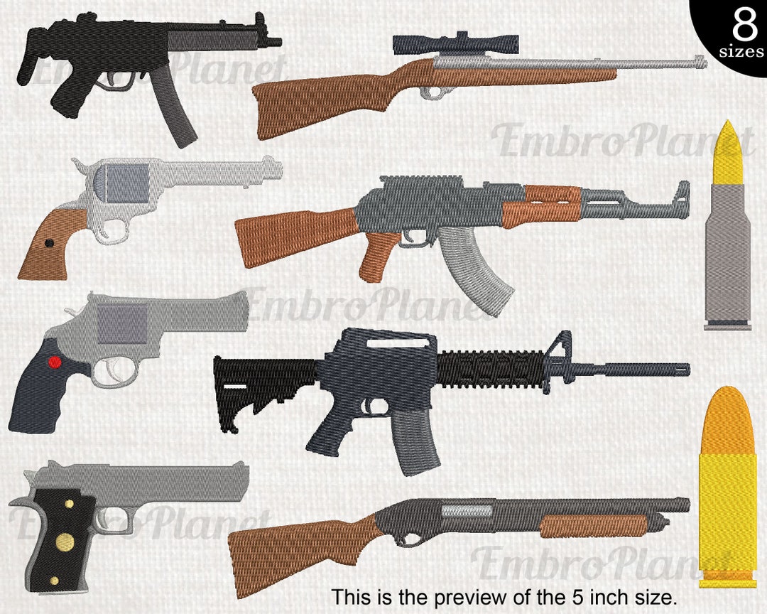 Guns Designs for Embroidery Machine Instant Download Digital - Etsy