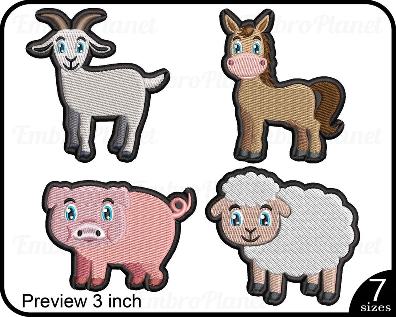 Patches Farm Animals Designs for Embroidery Machine Instant - Etsy