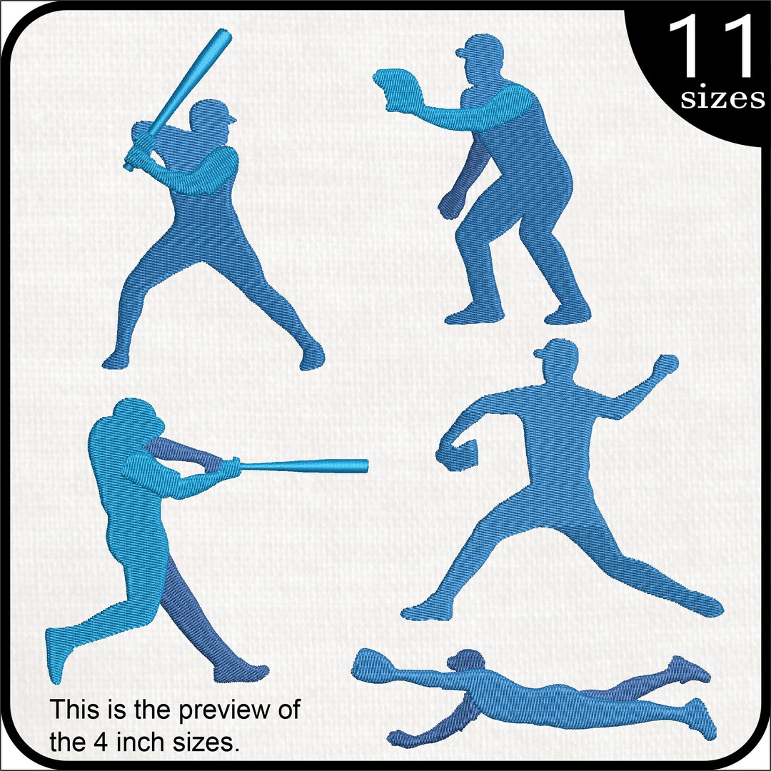 Baseball Players - Designs for Embroidery Machine Instant Download ...