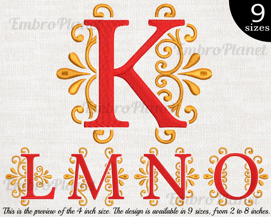V5 Regal Letters KLMNO - Designs for Embroidery Machine Instant ...