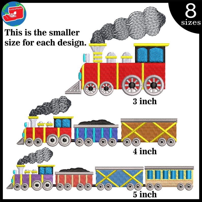 Train Embroidery Designs – Colorful Train Car Stitch (digital Download ...