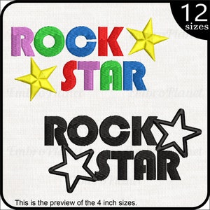 Rock Star Embroidery Design – Instant Download (12 Sizes) - Etsy