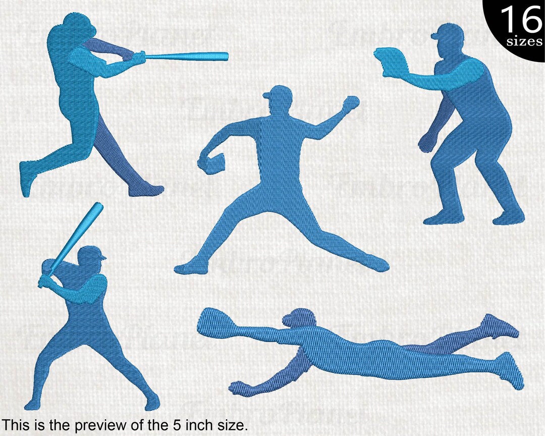 Baseball Players Designs for Embroidery Machine Instant Download ...