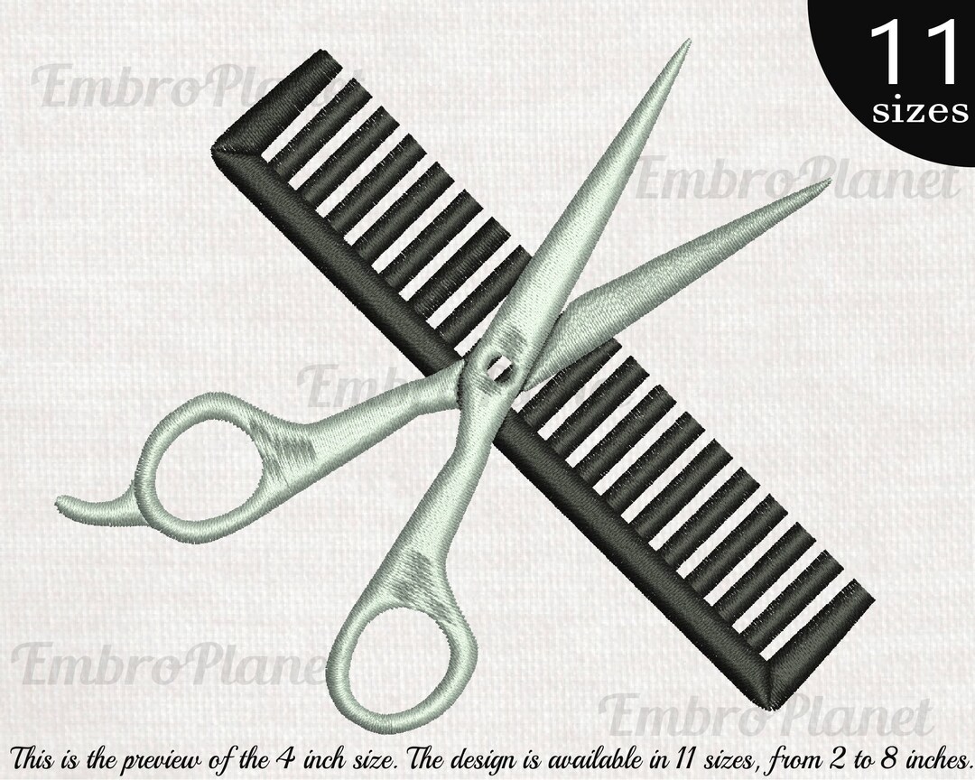Scissors and Comb Design for Embroidery Machine Instant - Etsy