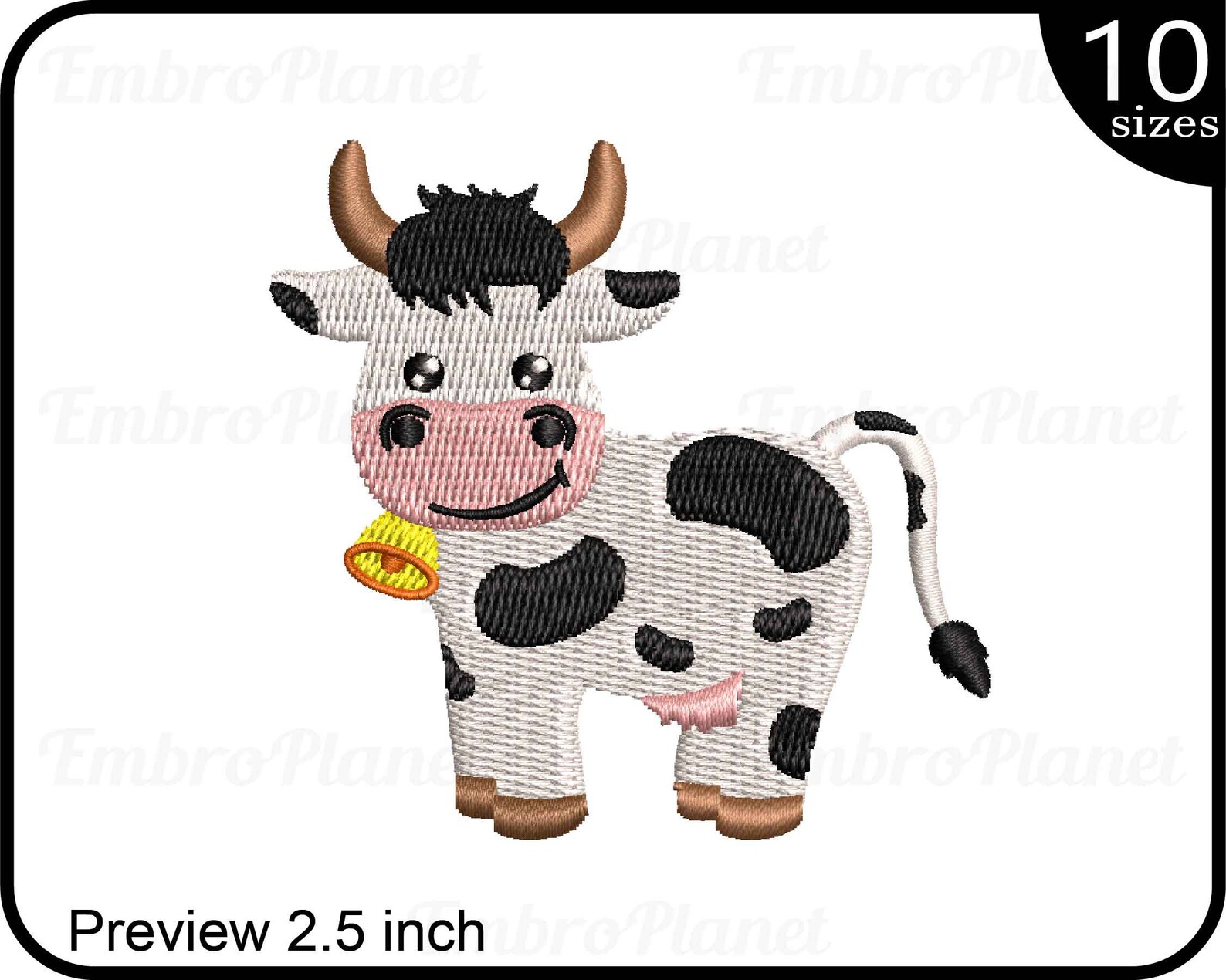 Cute Cow Design for Embroidery Machine Instant Download - Etsy