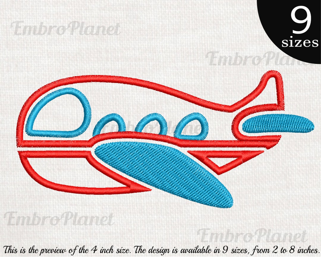Cute Plane - Design for Embroidery Machine, Instant Download Digital ...