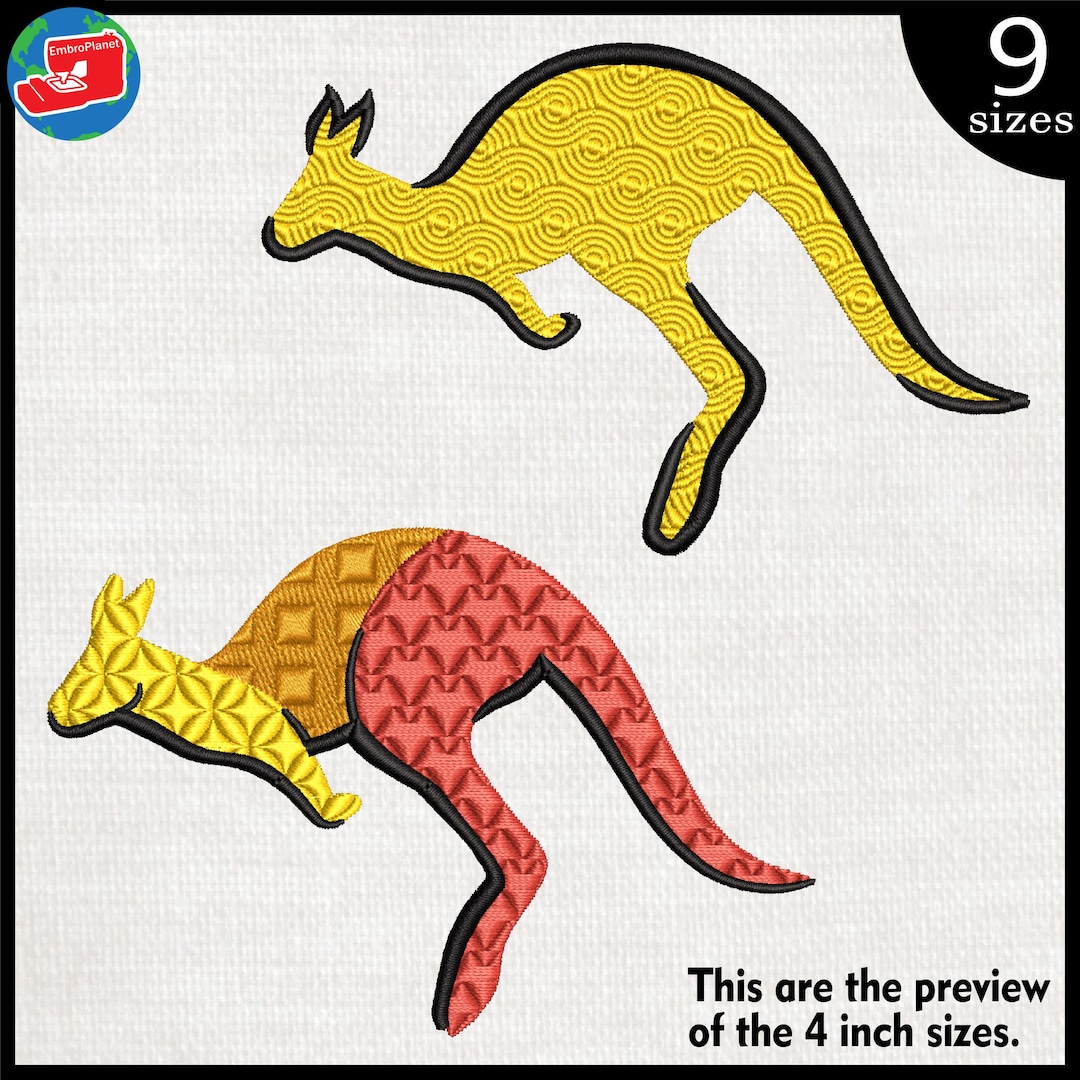 Colorful Kangaroo - Designs for Embroidery Machine Instant Download ...