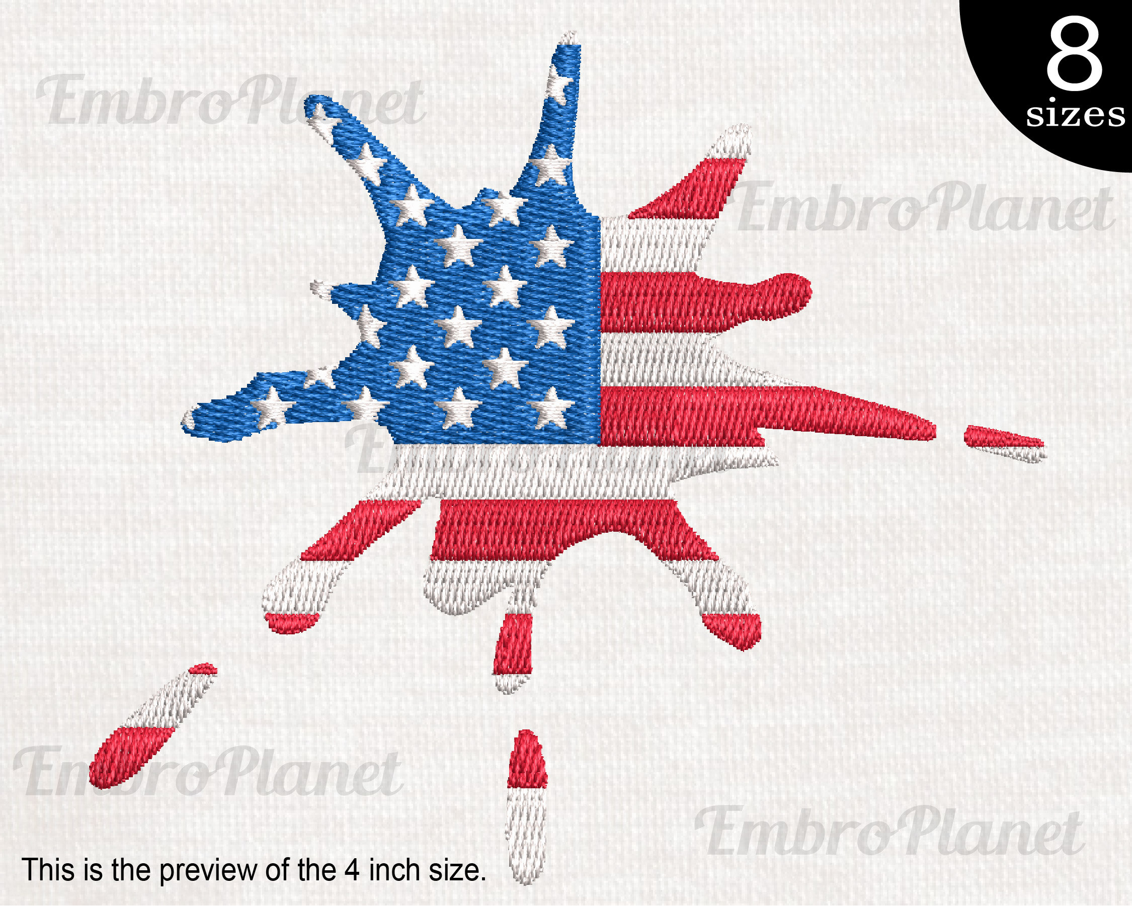American Splash Flag - Design for Embroidery Machine Instant Download ...