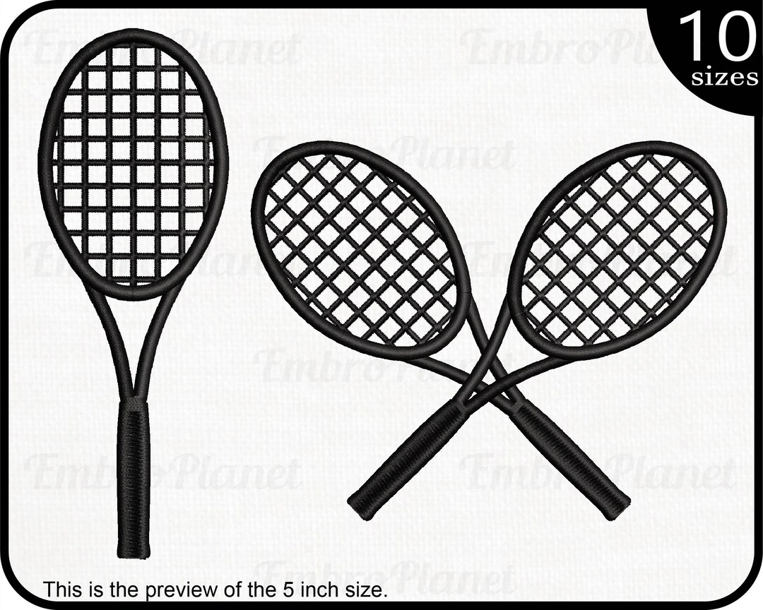 Tennis Racquet Embroidery Designs - Sports Machine Embroidery (digital ...