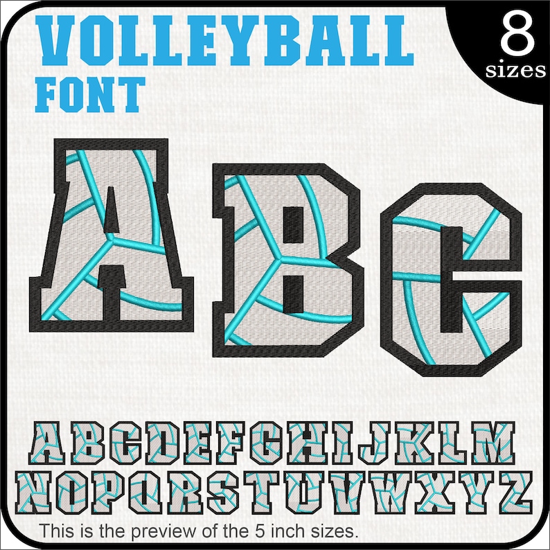 Volleyball Alphabet Embroidery Designs A-Z (digital Download) - Etsy