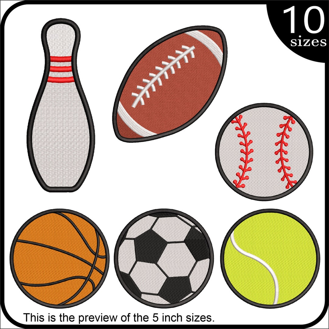 Sports Balls Embroidery Designs – Baseball, Football, Tennis (digital ...
