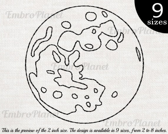 Outline Moon Design for Embroidery Machine Instant Download | Etsy
