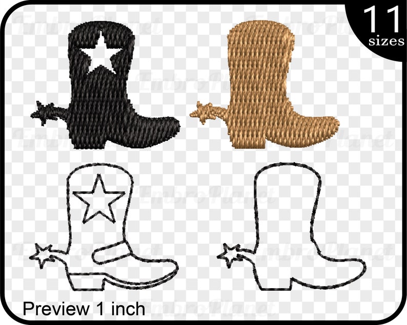 Cowboy Boots Designs for Embroidery Machine Instant Download - Etsy