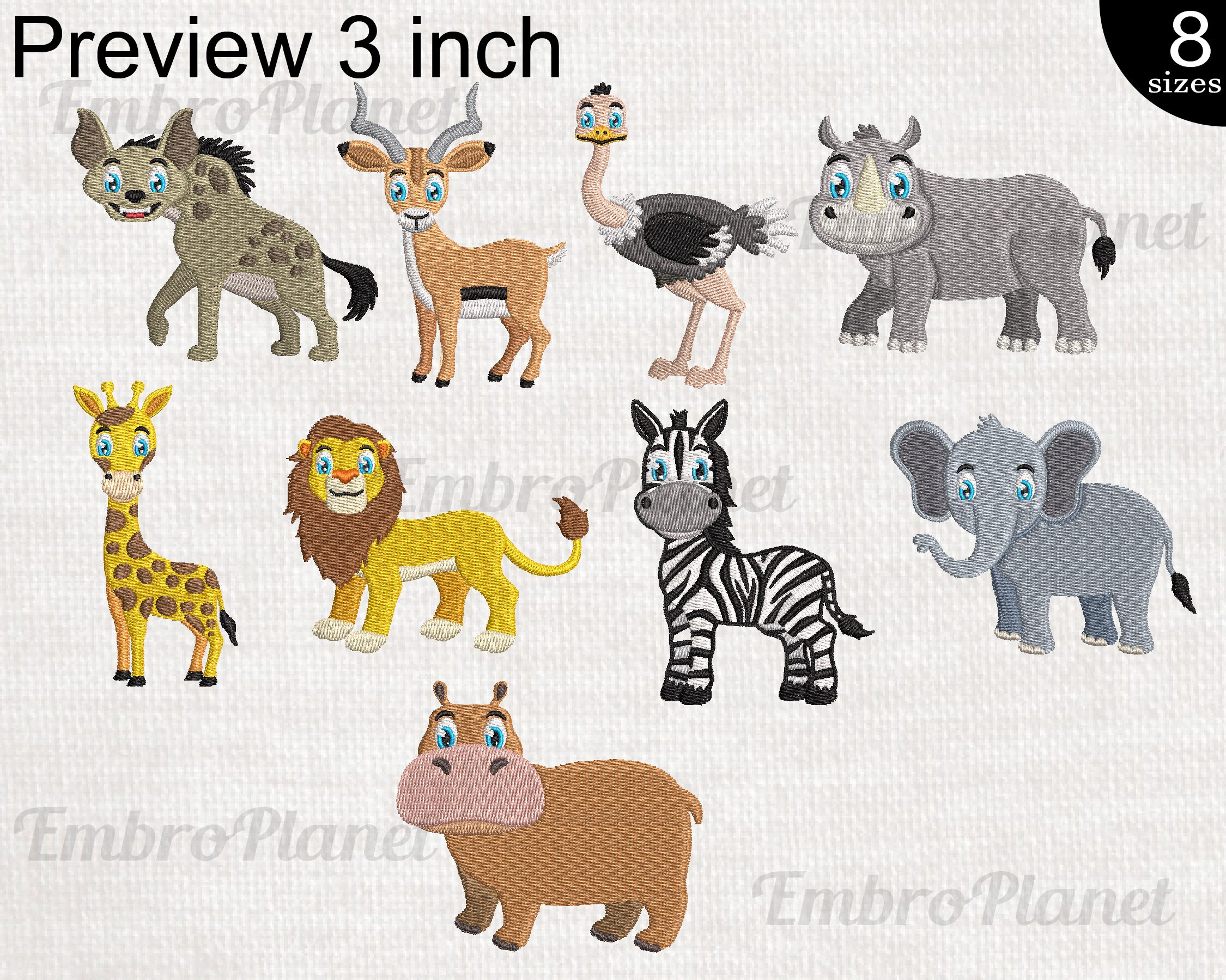 Safari Animals Designs for Embroidery Machine Instant - Etsy UK