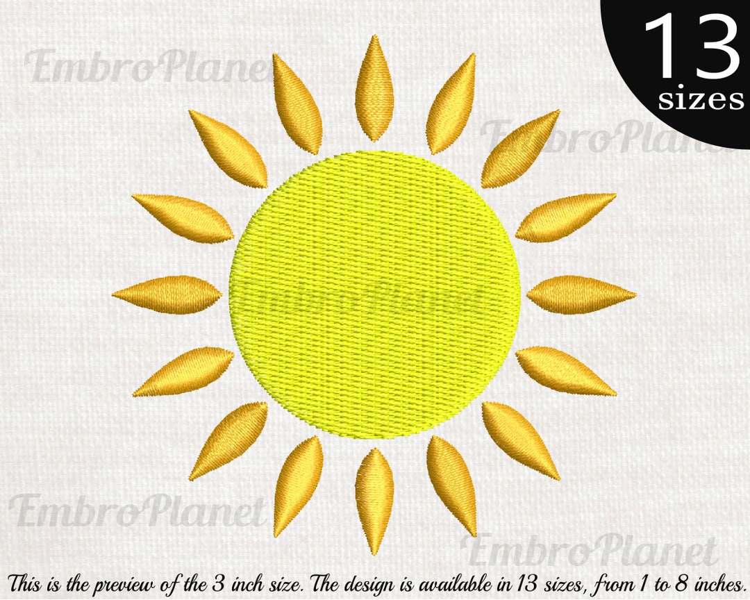 Sun - Design for Embroidery Machine Instant Download Digital File ...