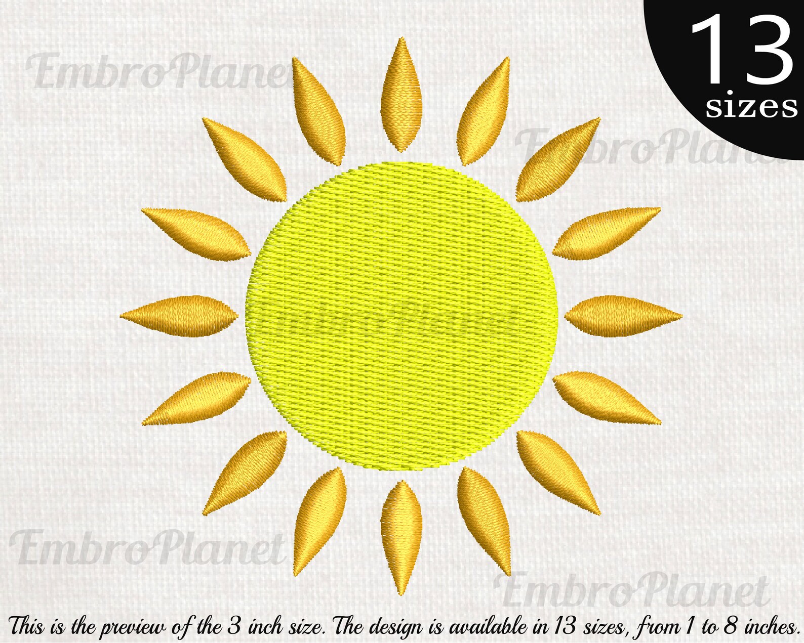 Sun Design for Embroidery Machine Instant Download Digital | Etsy
