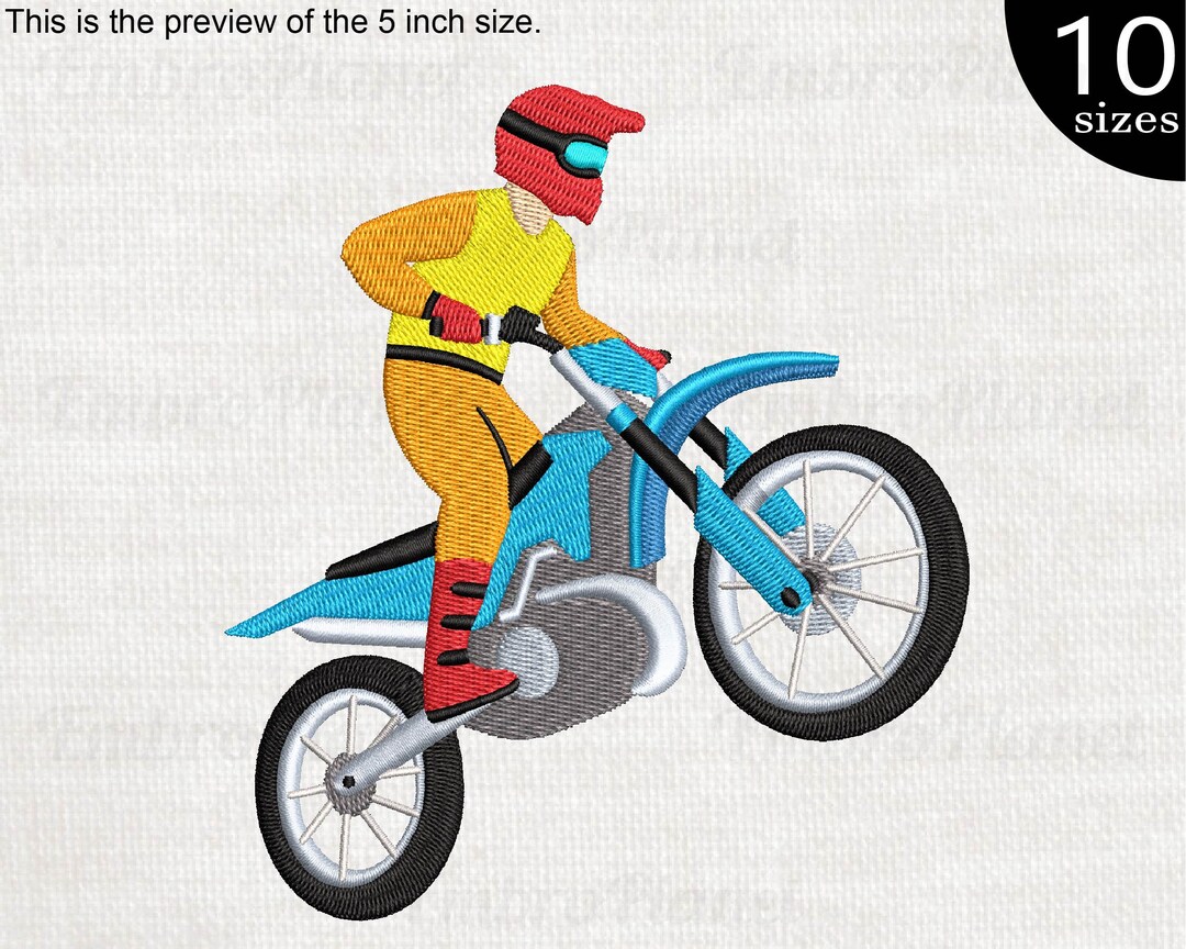 Motocross Biker Design for Embroidery Machine Instant Download Digital ...