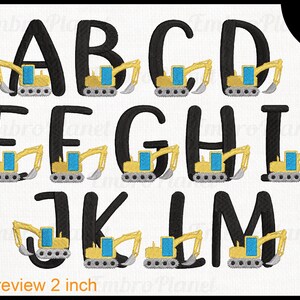 Excavator A to M Letters - Designs for Embroidery Machine Instant ...