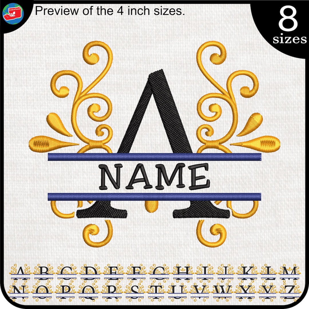 Split Regal Alphabet - Designs for Embroidery Machine Instant Download ...