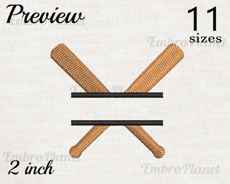 Split Crossed Baseball Bats Design for Embroidery Machine | Etsy