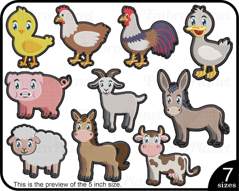 Patches Farm Animals Designs for Embroidery Machine Instant - Etsy