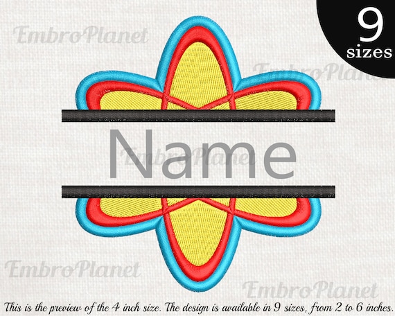 Split Atom Design for Embroidery Machine Instant Download | Etsy