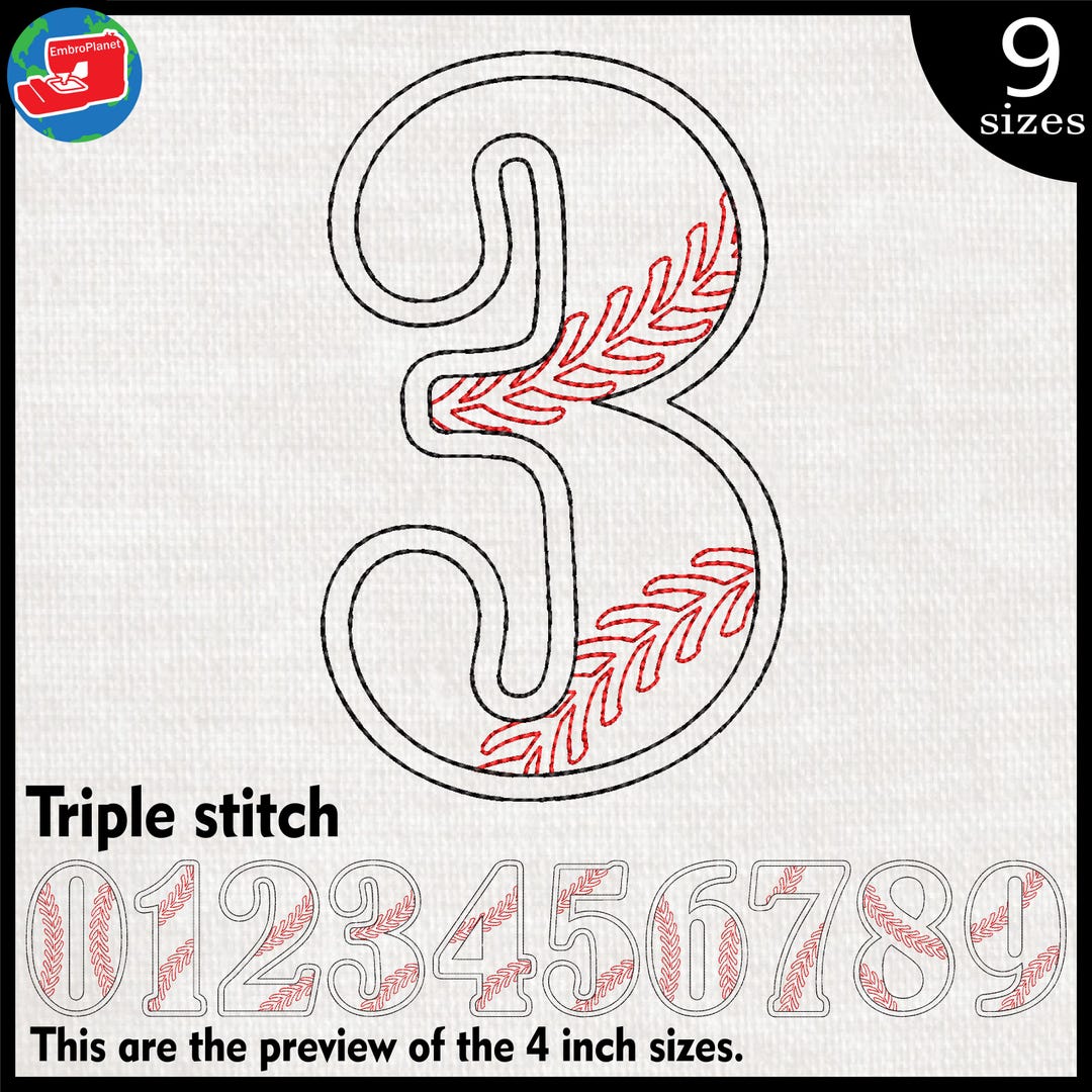 Baseball Softball Numbers Embroidery Design (digital Download) - Etsy