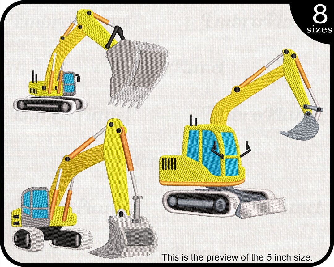Construction Excavator - Designs for Embroidery Machine Instant ...