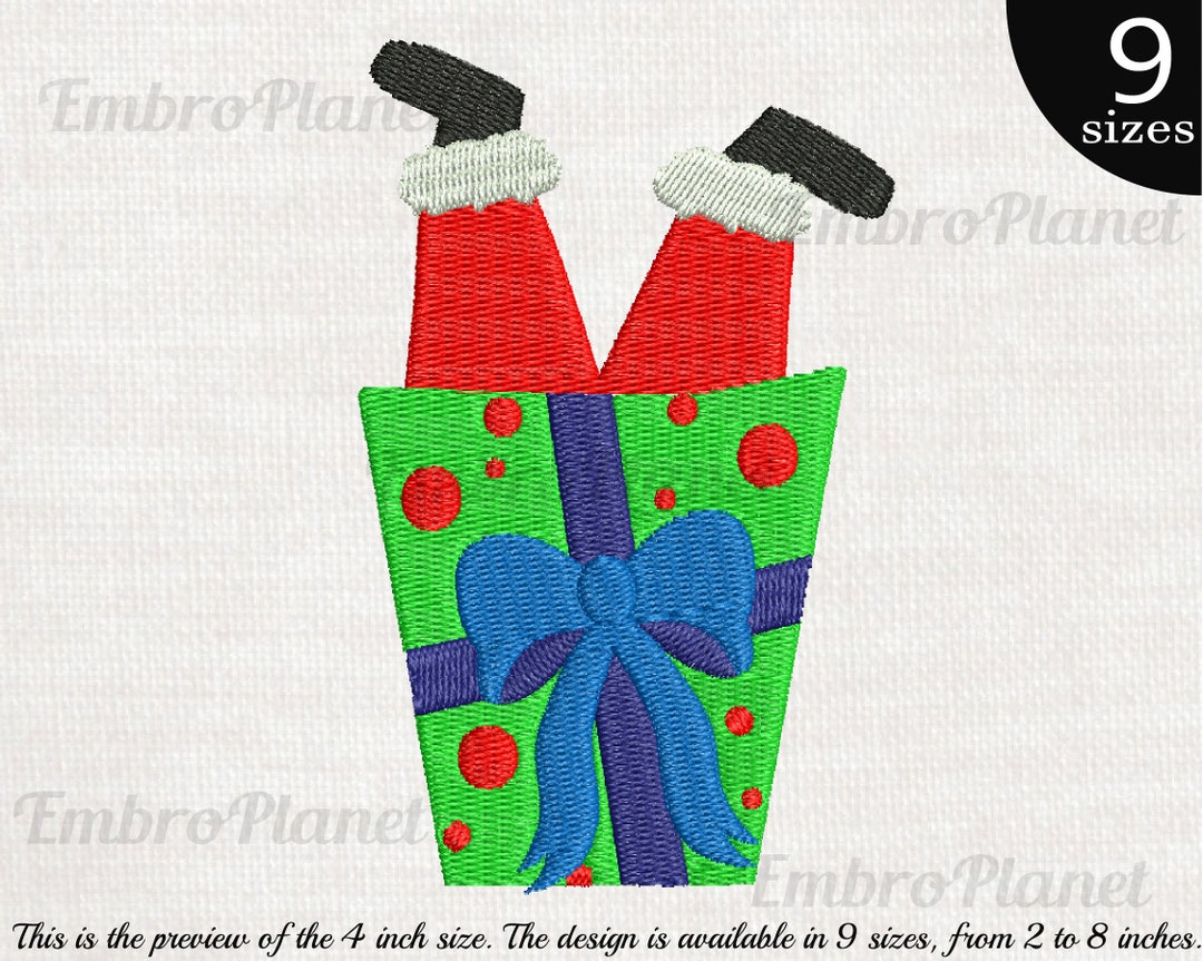 Santa Legs in Present Design for Embroidery Machine Instant - Etsy