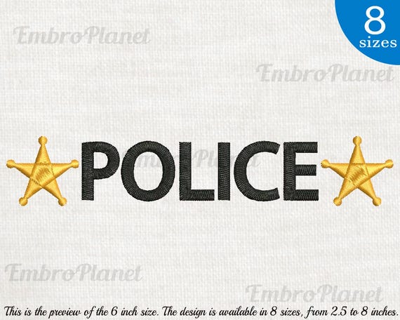 Police Sign Design for Embroidery Machine Instant Download | Etsy