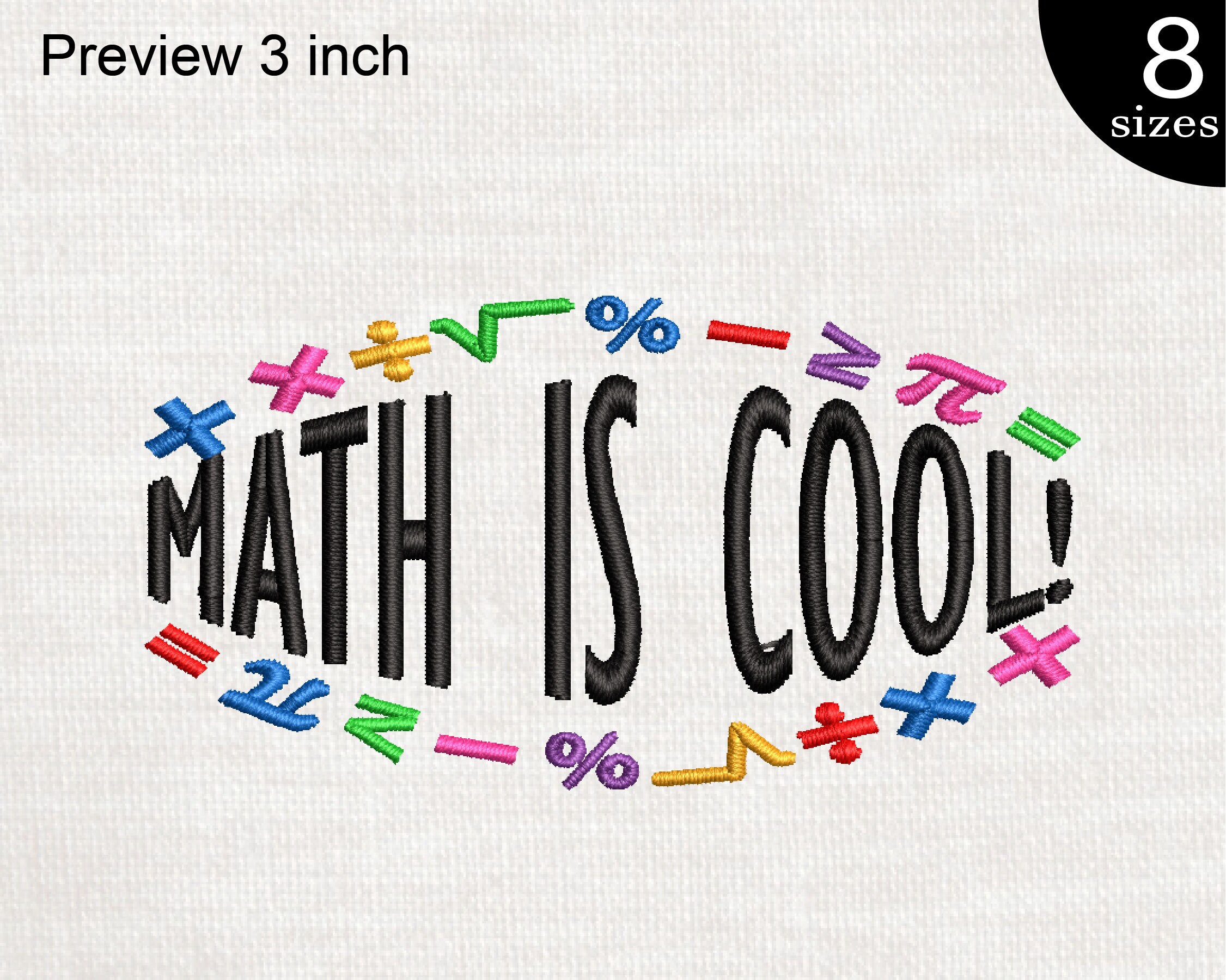 Math is Cool - Design for Embroidery Machine Instant Download Digital ...