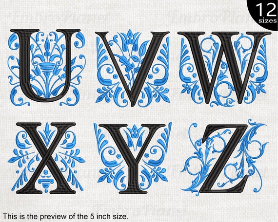 Regal Alphabet UVWXYZ Designs for Embroidery Machine Instant - Etsy