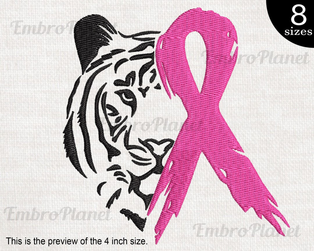 Tiger Pink Ribbon - Design for Embroidery Machine Instant Download ...