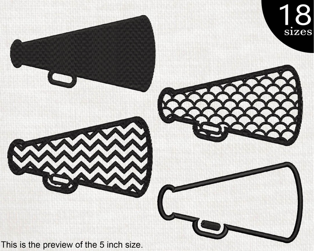 Megaphones - Design for Embroidery Machine Digital Graphic Filled File ...