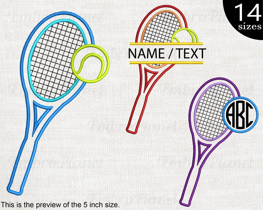 Tennis Racquets Designs for Embroidery Machine Instant Download Digital ...
