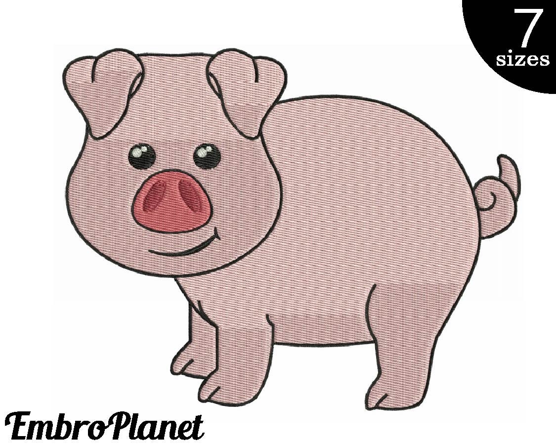 Cute Pig Design for Embroidery Machine Instant Download | Etsy