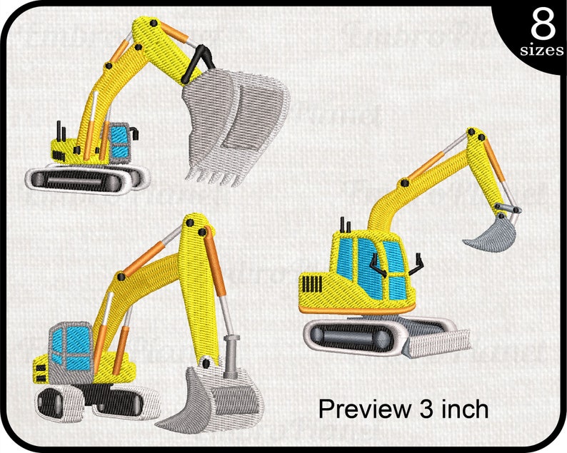 Construction Excavator Designs for Embroidery Machine - Etsy