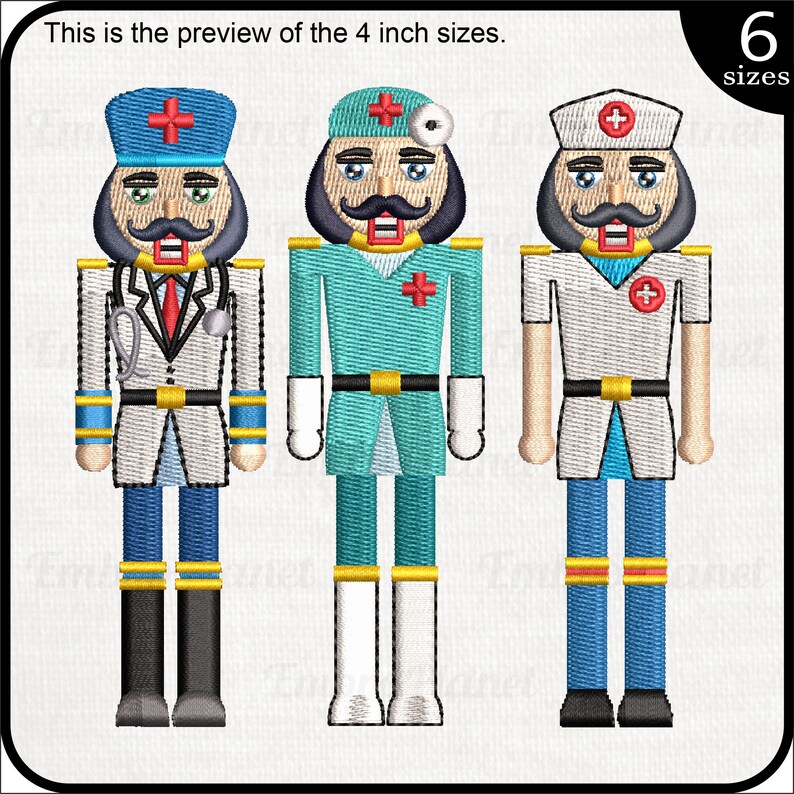 Medical Nutcracker Embroidery Designs – Doctor, Nurse, Soldier (digital ...