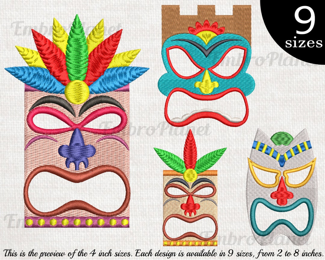 Hawaii Masks - Designs for Embroidery Machine Instant Download Digital ...