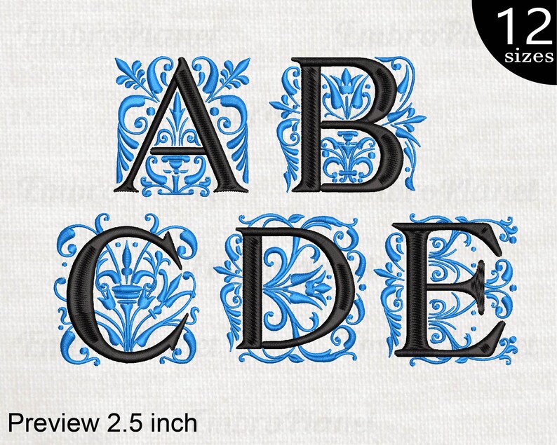 Regal Letters ABCDE Designs for Embroidery Machine Instant - Etsy