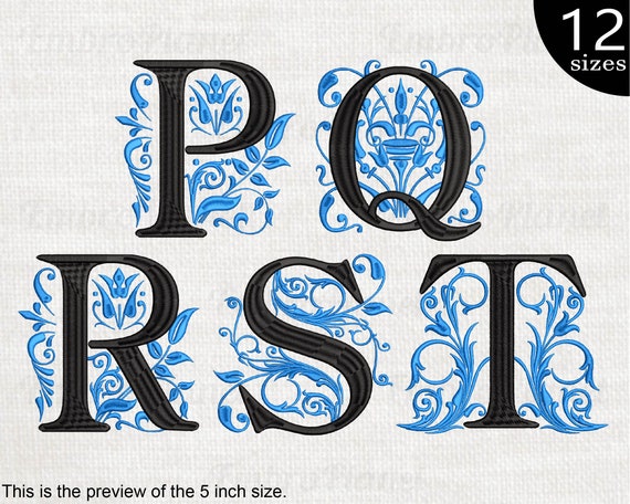 Regal Alphabet PQRST Designs for Embroidery Machine Instant - Etsy