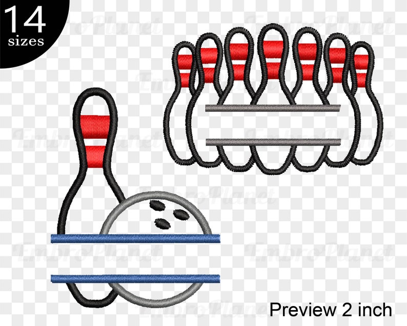 Outline Split Bowling Designs for Embroidery Machine Instant - Etsy