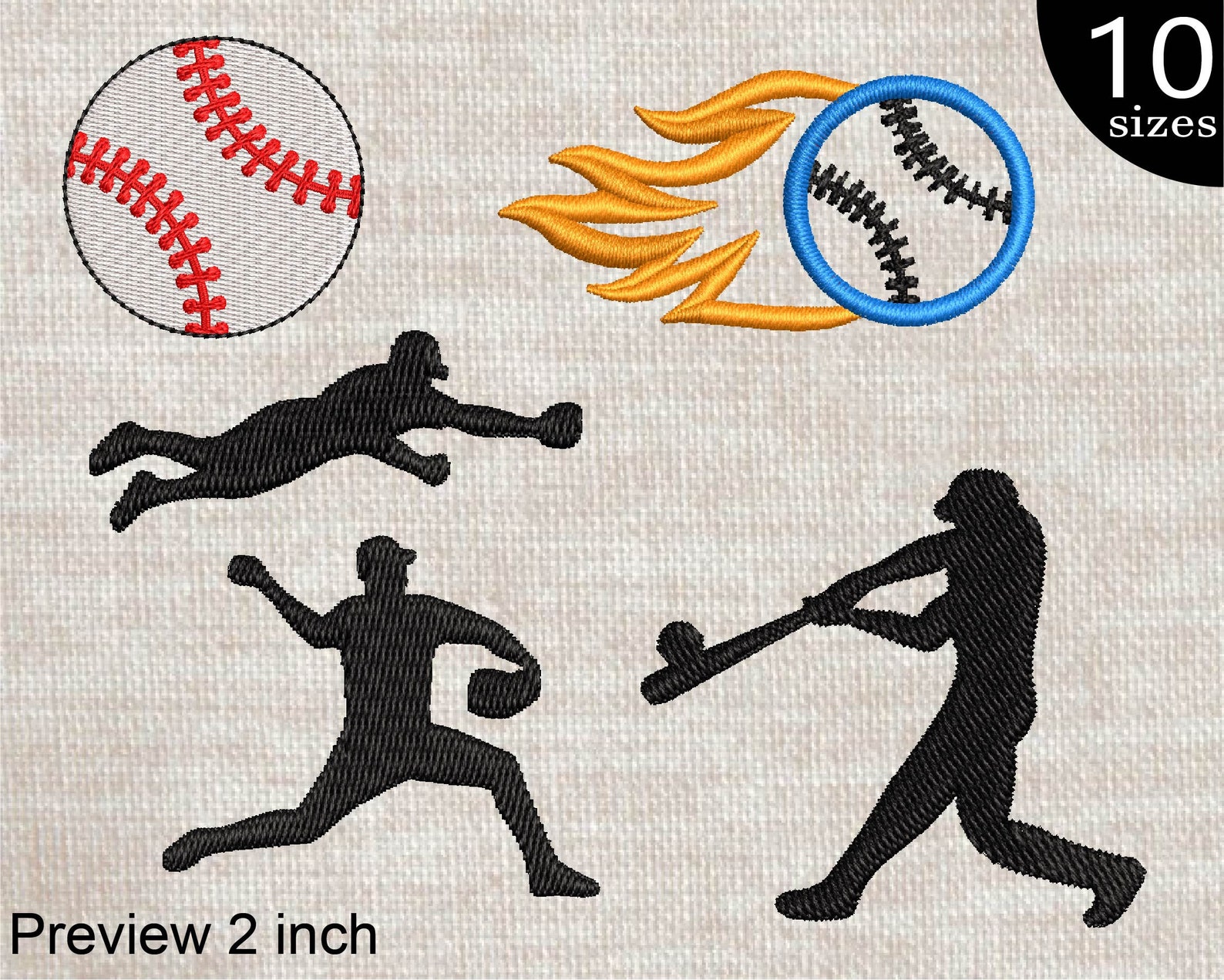 Baseball Embroidery Designs – Ball, Pitcher, Batter (digital Download ...