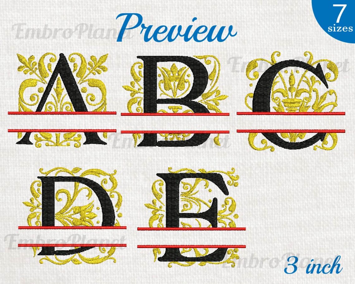 V4 Split Regal ABCDE Design for Embroidery Machine Instant - Etsy