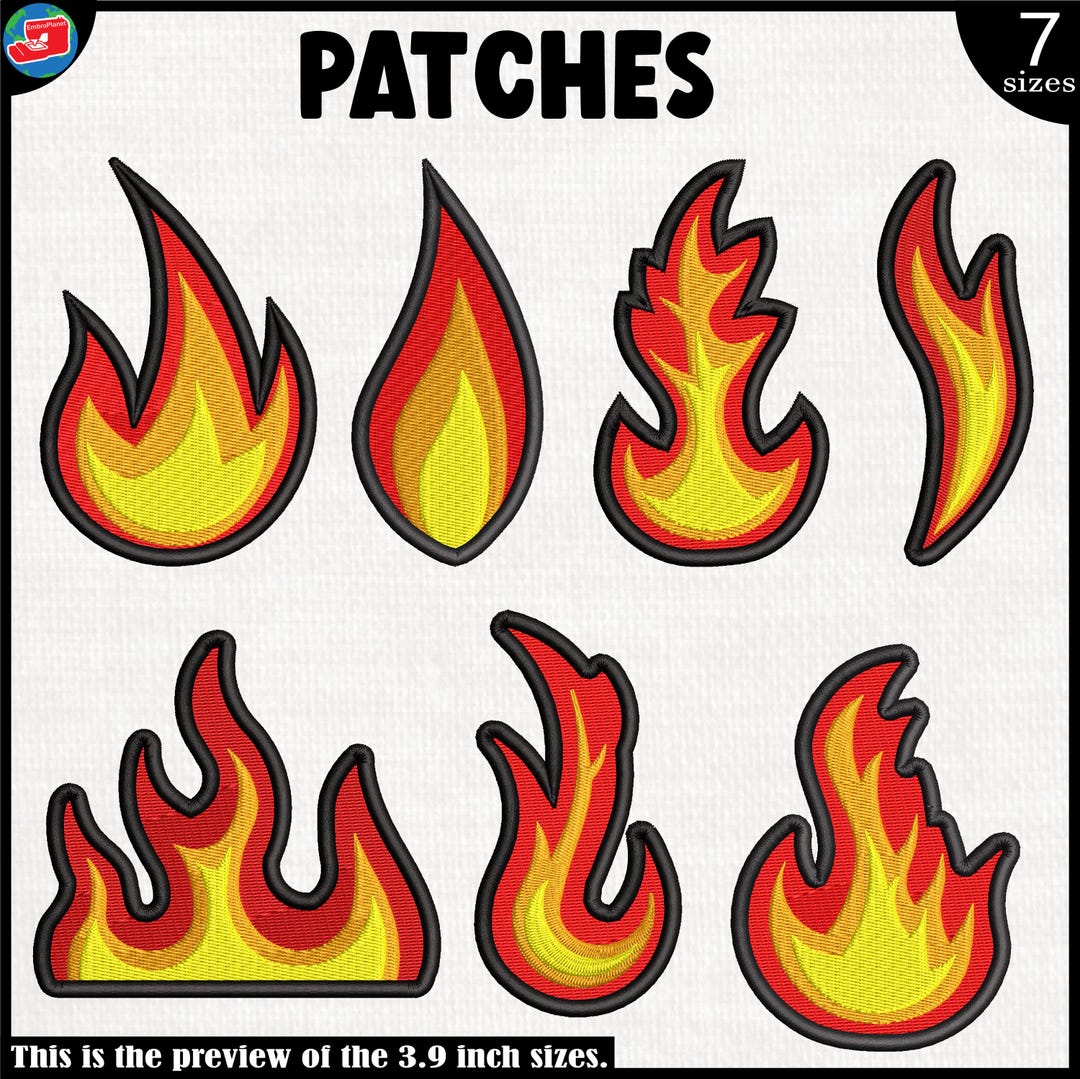 Fire Patches - Designs Files for Embroidery Machine - Iron on or Hook ...